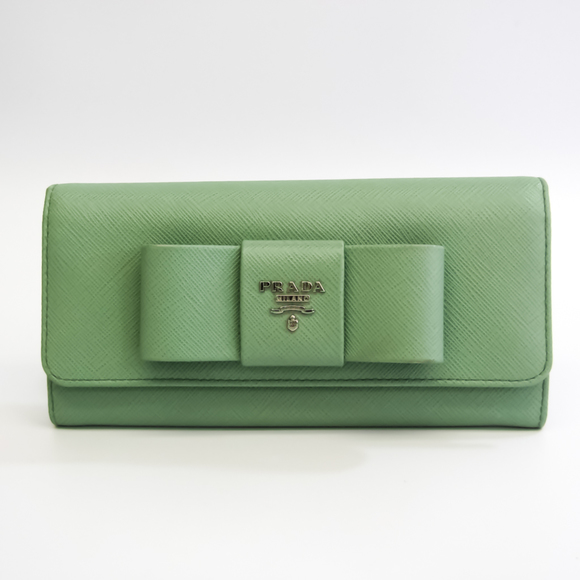 Prada | Bags | Prada Saffiano Ribbon Womens Leather Long Wallet Bifold ...